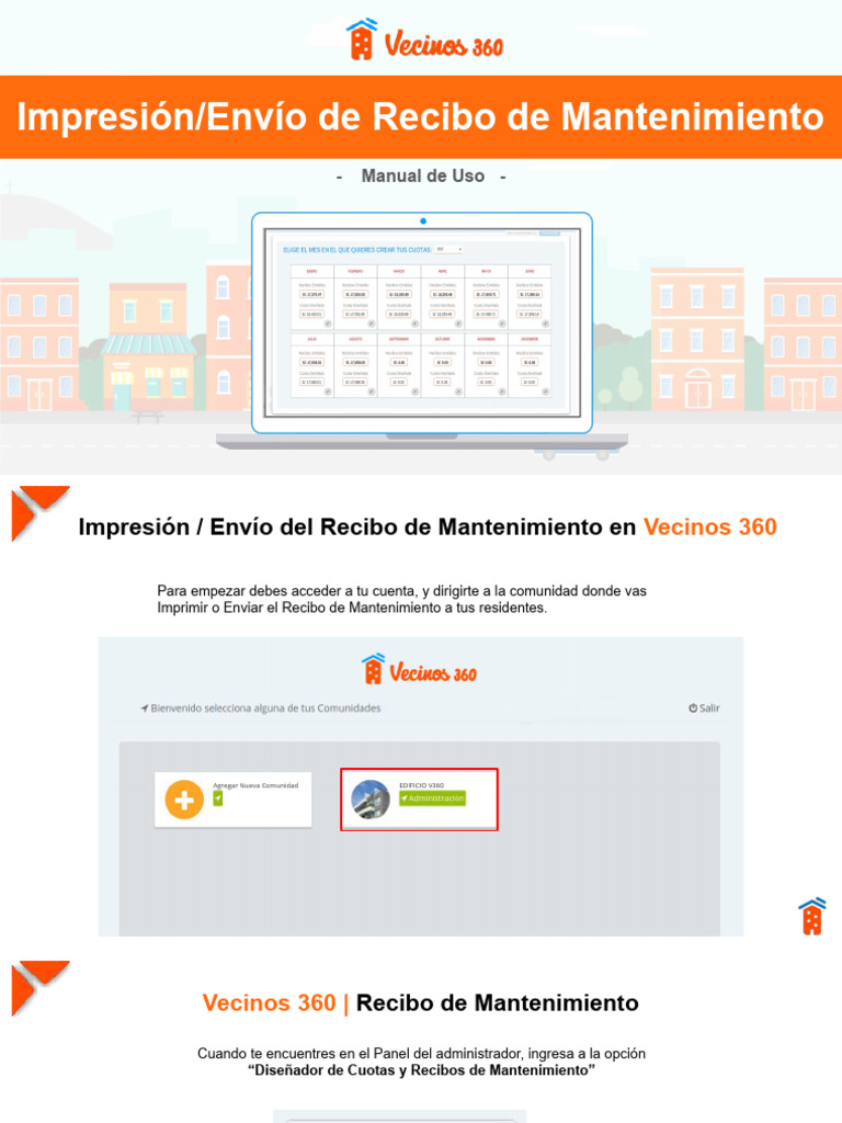 Vecinos360 - Tutoriales - Impresión - Envio de Recibos de Mantenimiento | PDF | Informática ...
