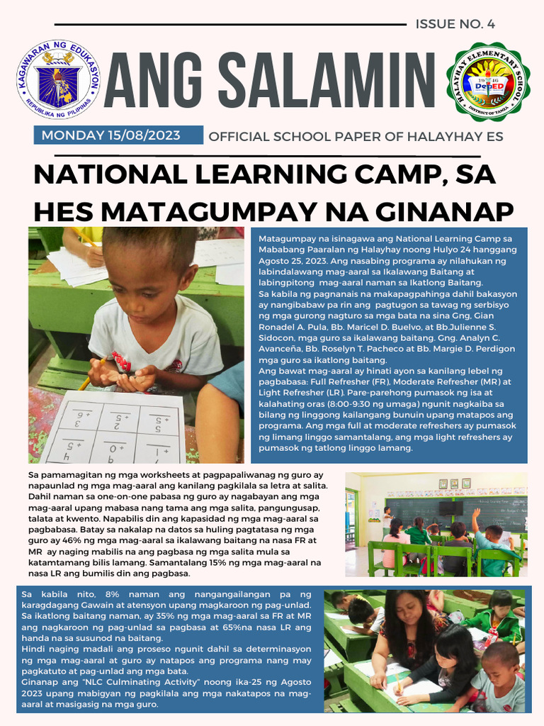 National Learning Camp Success at HES | PDF