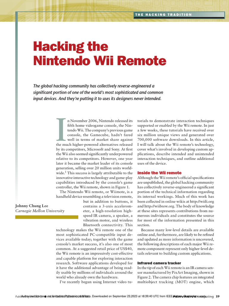 Hacking The Nintendo Wii Remote | PDF