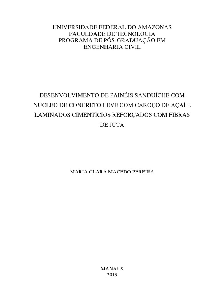 Painéis Sanduíche com Açaí e Juta | PDF | Cimento | Material composto