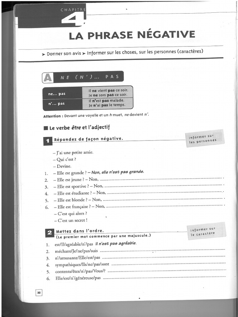 4 La Phrase Négative | PDF