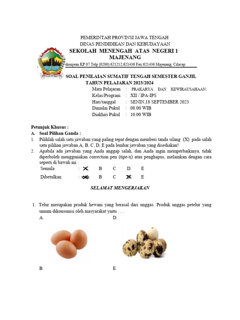 Soal Pkwu Xii Uts A | PDF