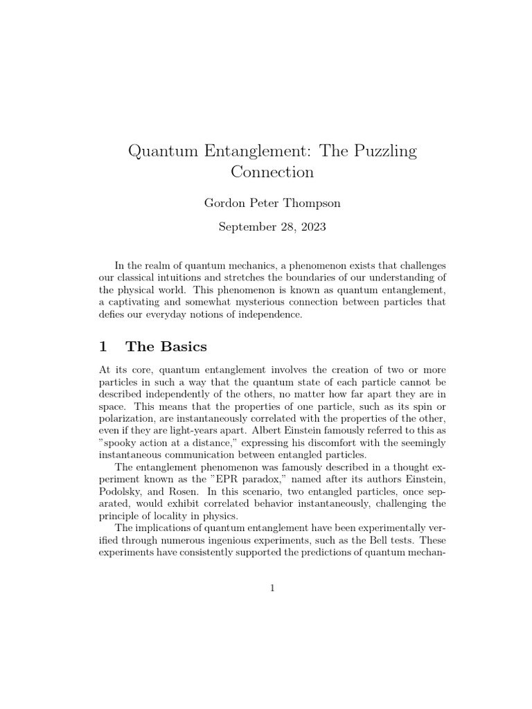 Physics Essay Scribd | PDF | Quantum Entanglement | Quantum Mechanics