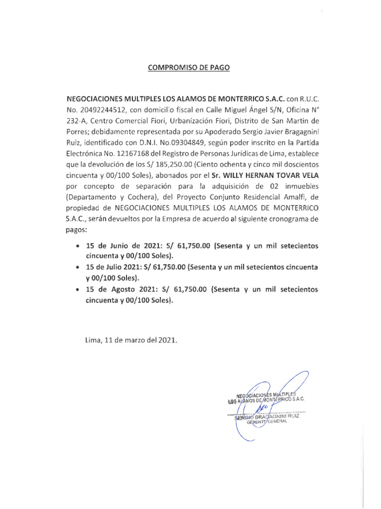 Compromiso de Devolución | PDF