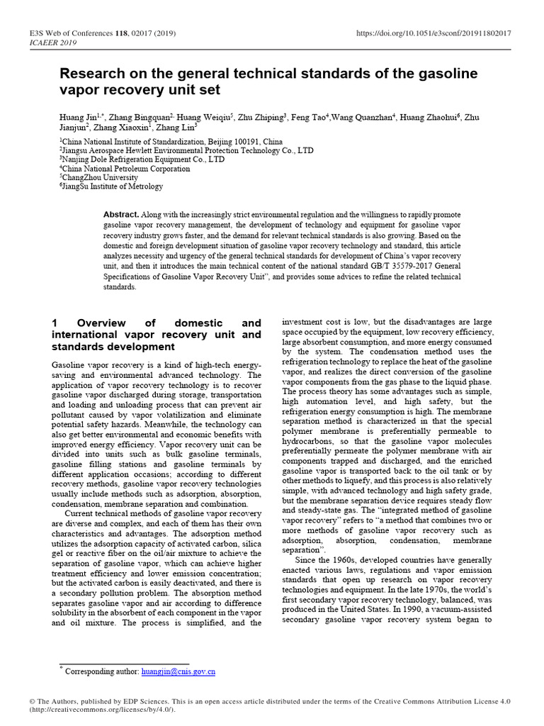 Research On The General Technical Standards Of The PDF Gasoline
