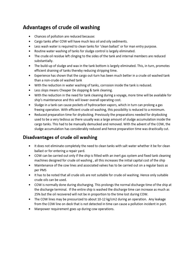 Cow Adv and Disadv | PDF | Ships | Oil Tanker