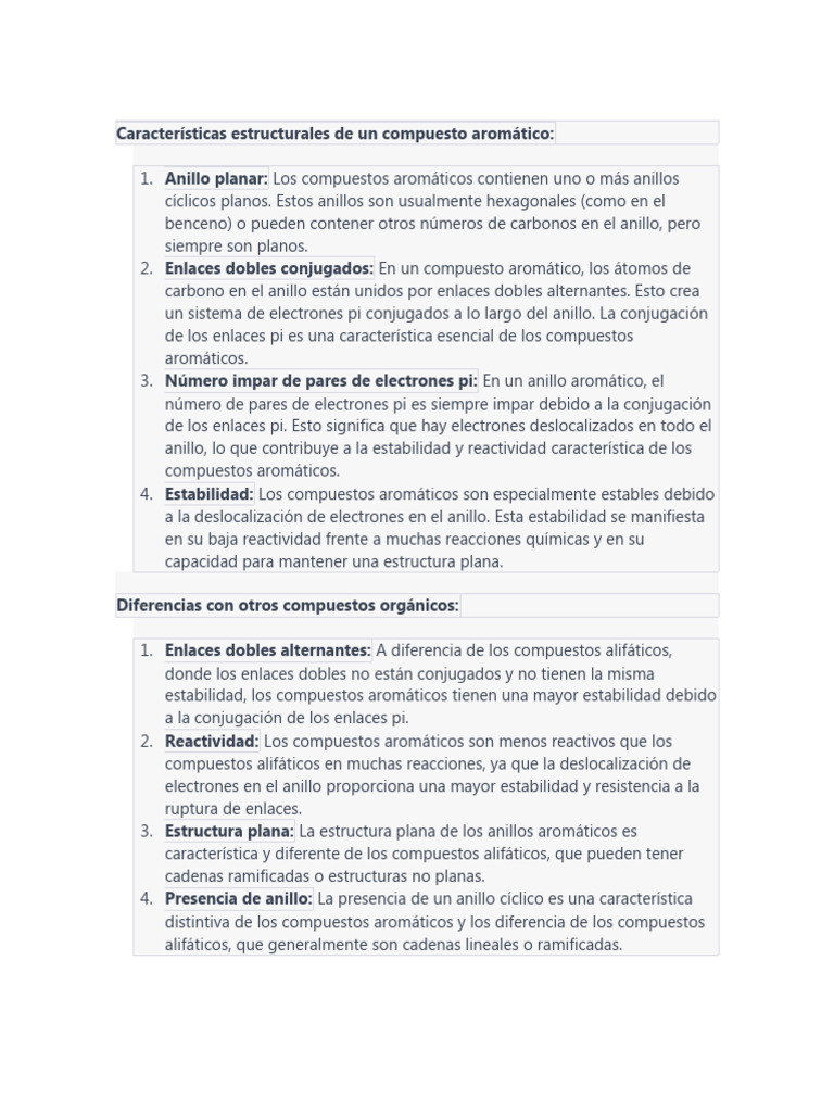 Características Estructurales de Un Compuesto Aromático | PDF