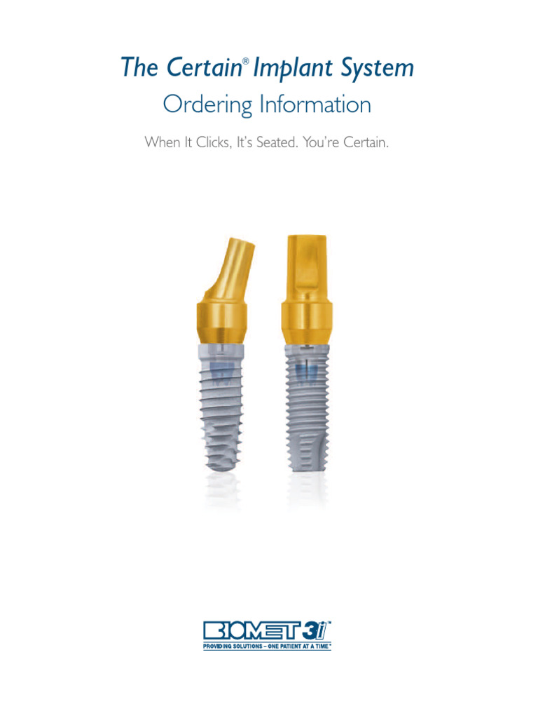 3i Certain Implant System Ordering Information - ART1048 | PDF | Screw ...
