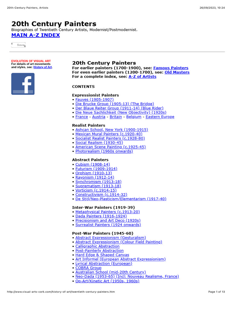 20th-Century Painters, Artists | PDF | Abstract Art | Paintings