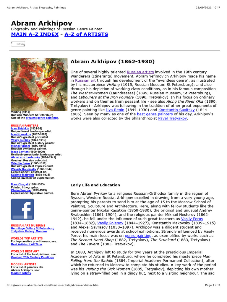 Abram Arkhipov, Artist: Biography, Paintings | PDF