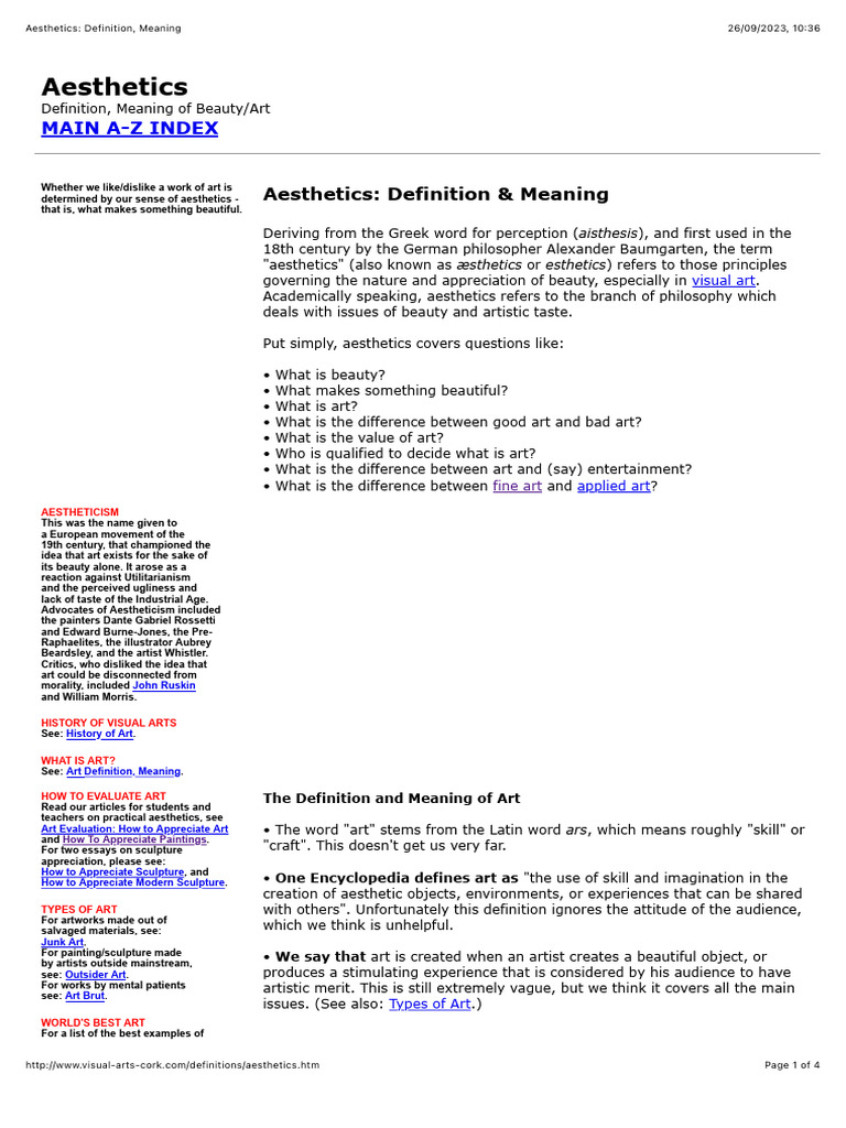 Aesthetics: Definition, Meaning | PDF | Aesthetics | Paintings
