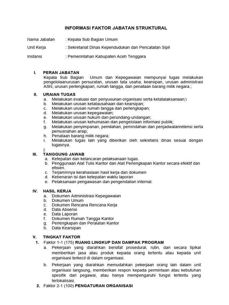 Kepala Sub Bagian Umum Dan Kepegawaian | PDF