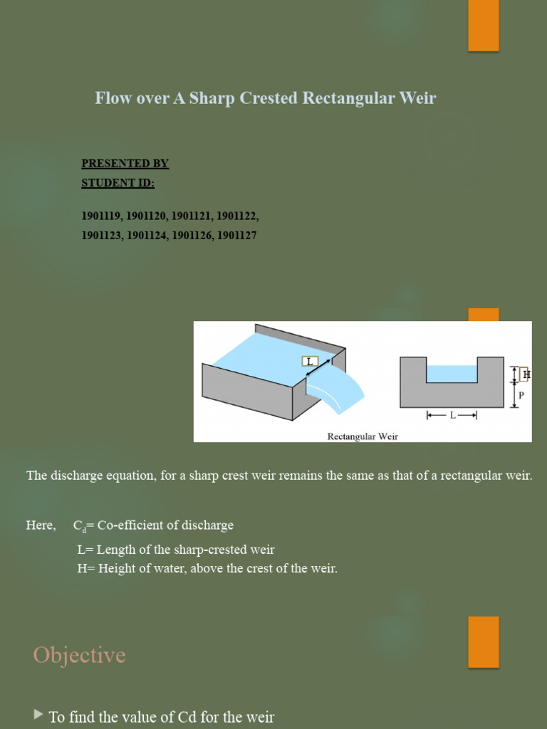 Flow Over A Sharp Crested Rectangular Weir | PDF