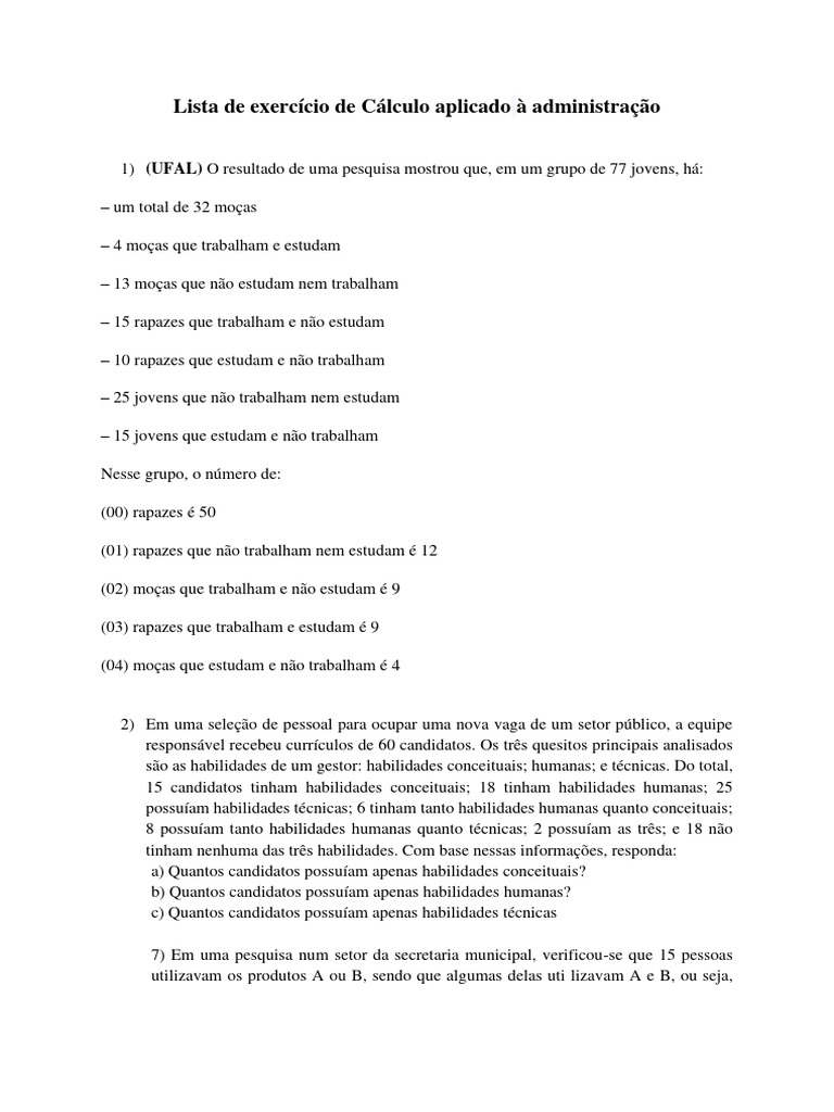 Lista de Exercício 2 | PDF