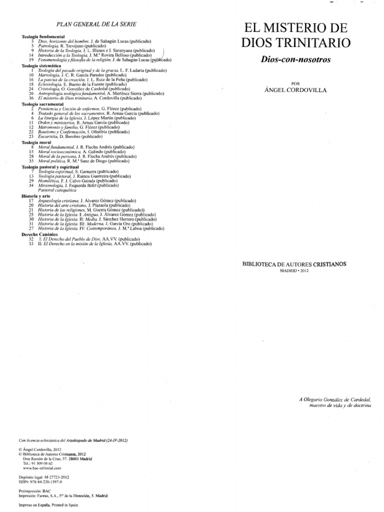 EL MISTERIO DE DIOS TRINITARIO (Ángel Cordovilla) | PDF