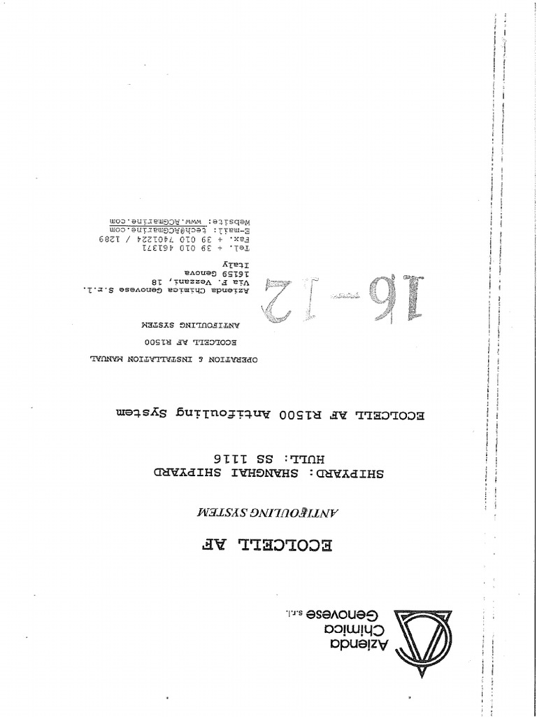 Azienda Ecolcell AF R1500 Operation and Installation | PDF