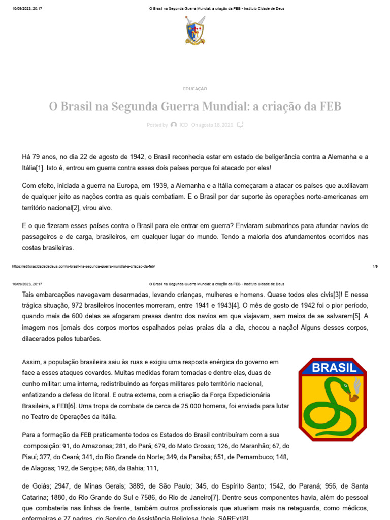 Brasil e a FEB na Segunda Guerra Mundial | PDF | Segunda Guerra Mundial ...