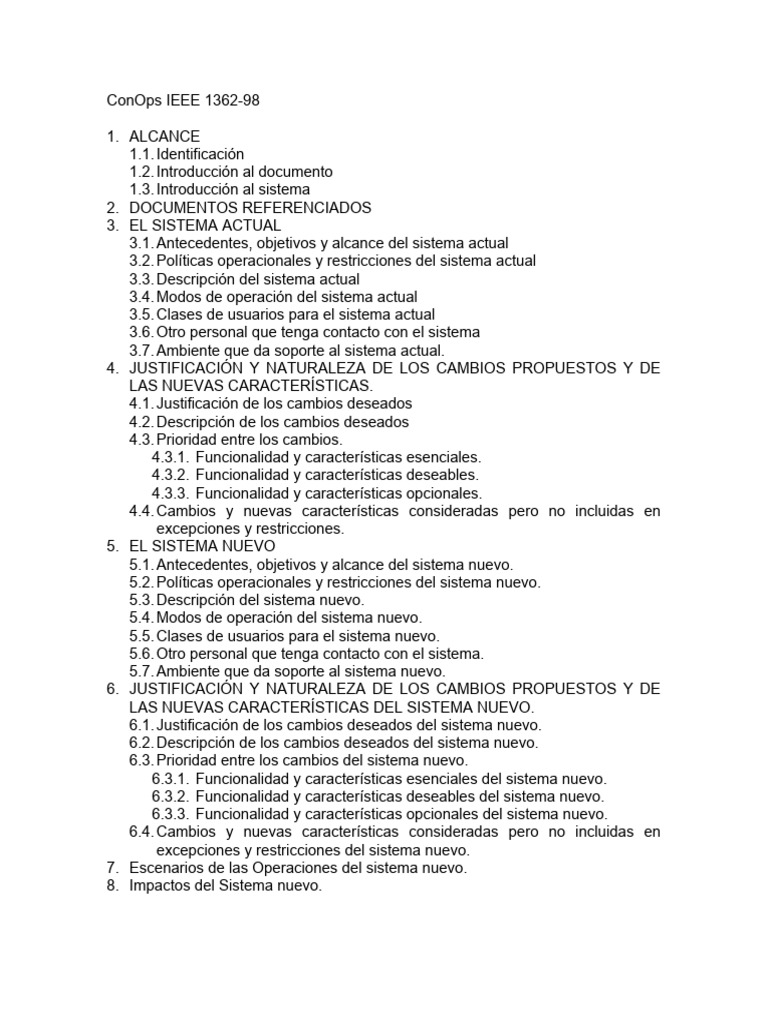 ConOps IEEE 1362, estándar internacional de operaciones | PDF