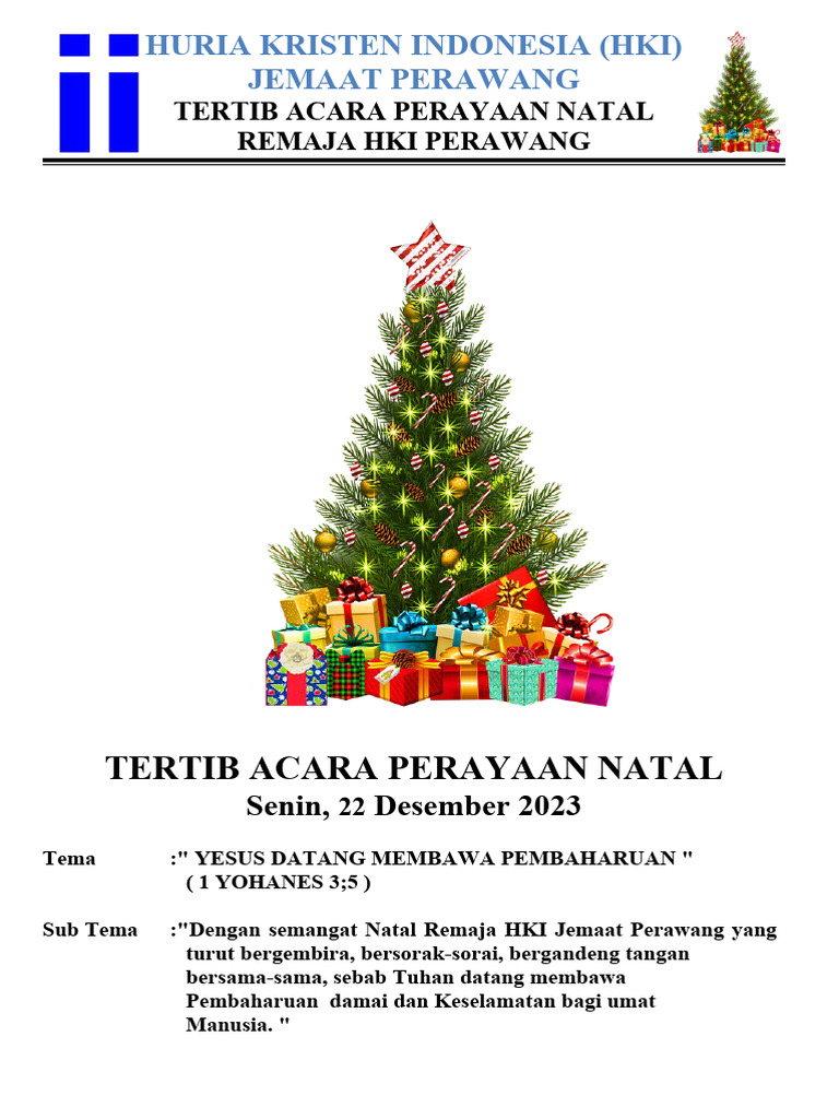 Tata Ibadah Natal Remaja Hki Jemaat Perawang 2023 | PDF