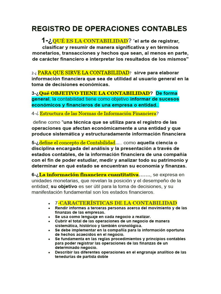 Registro de Operaciones Contables | PDF