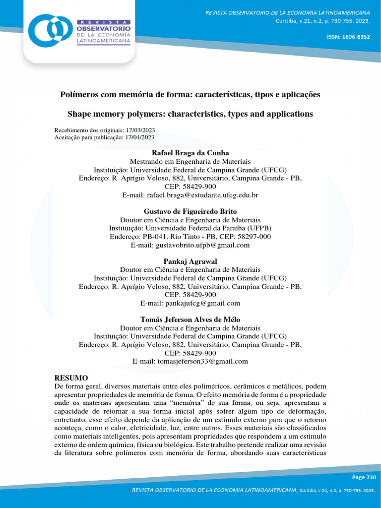 Polimeros Com Memoria de Forma Caracteristicas Tip | PDF