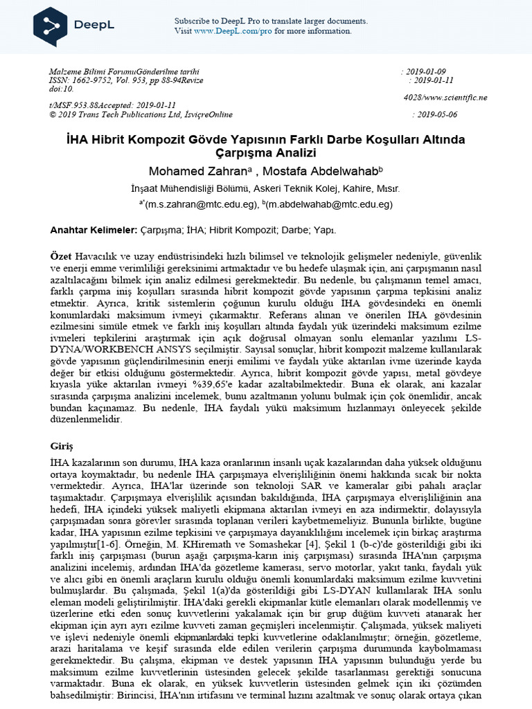 Crash Analysis of UAV Hybrid Composite Fuselage Structure Under TR | PDF
