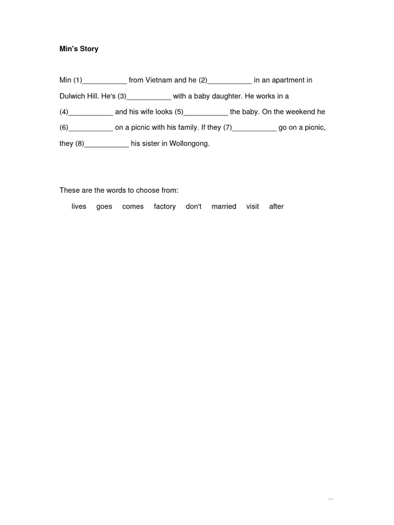Min's Story: Adele's ESL Corner | PDF