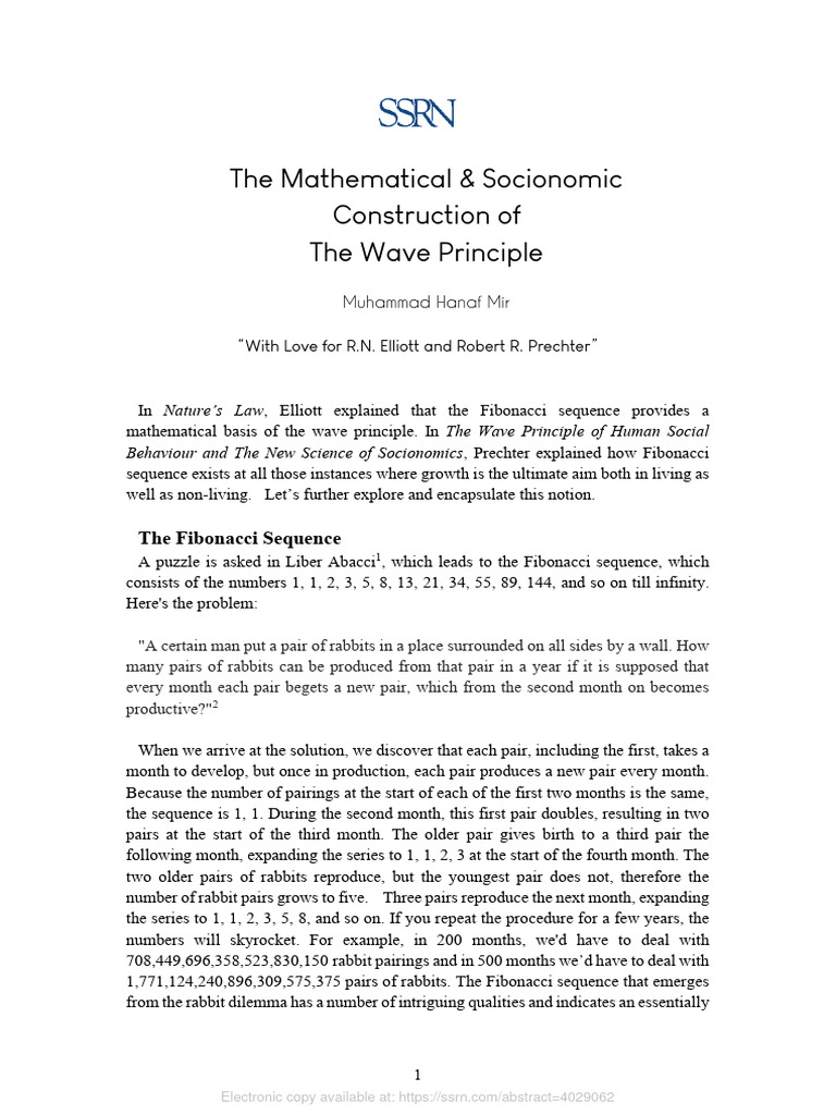 The Mathematical and Socionomic Construction of The Wave Principle | PDF