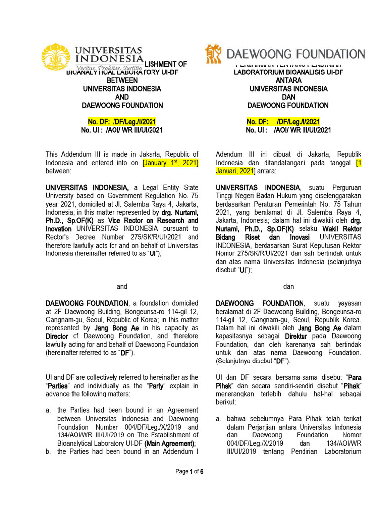 Draft Revisi Addendum III Agreement On The Establishment of ... Draft Revisi Addendum III Agreement On The Establishment of ...