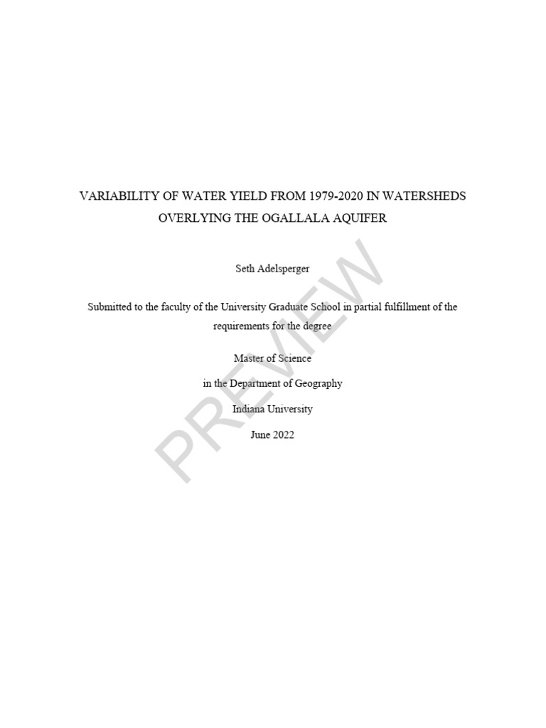 Variability of Water Yield From 1979-2020 in Watersheds Overlying The ...