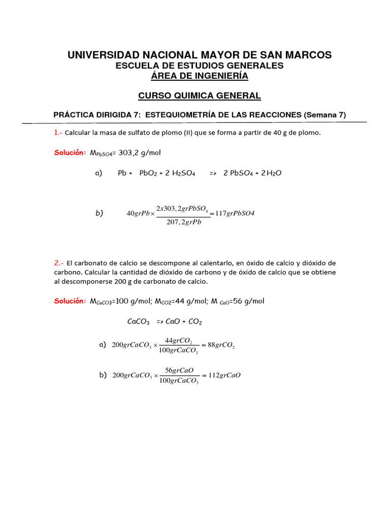 Pd7 - Estequiometria de Las Reacciones Químicas 20-2 | PDF | Métodos y materiales de enseñanza ...