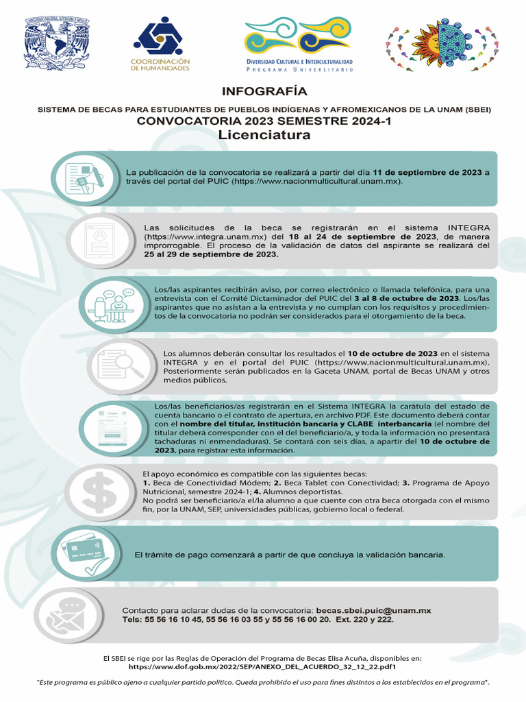 Infografia Convocatoria SBEI Licenciatura 2024-1 | PDF