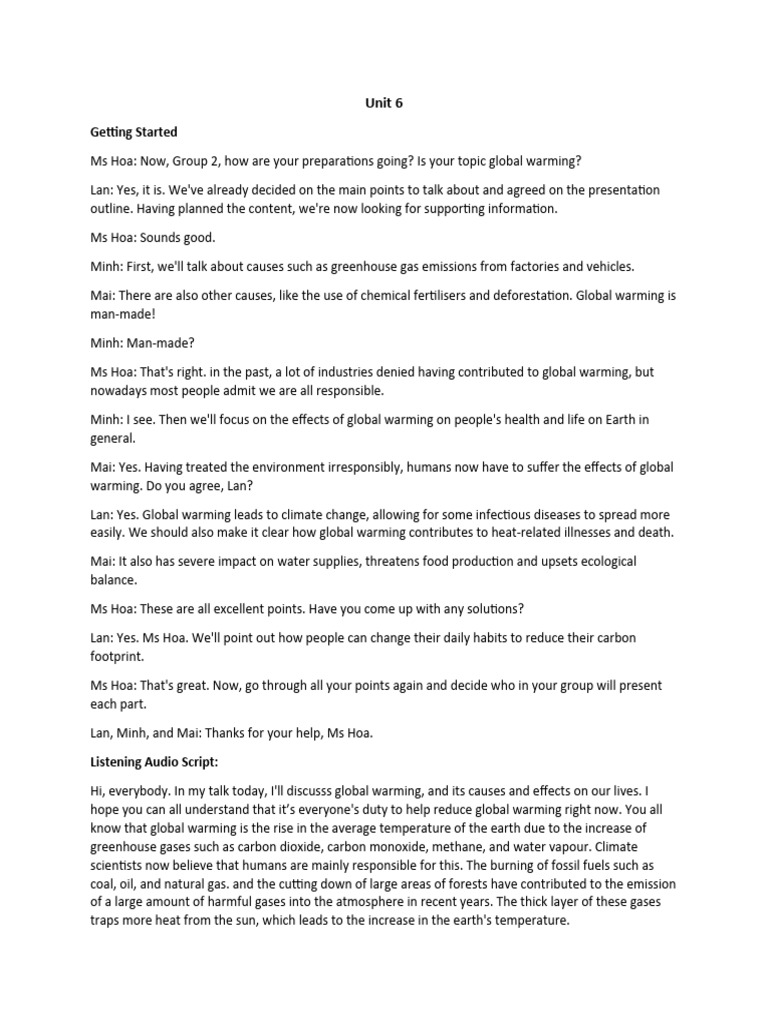 Unit 67 Listening | PDF | Climate Change | Greenhouse Effect