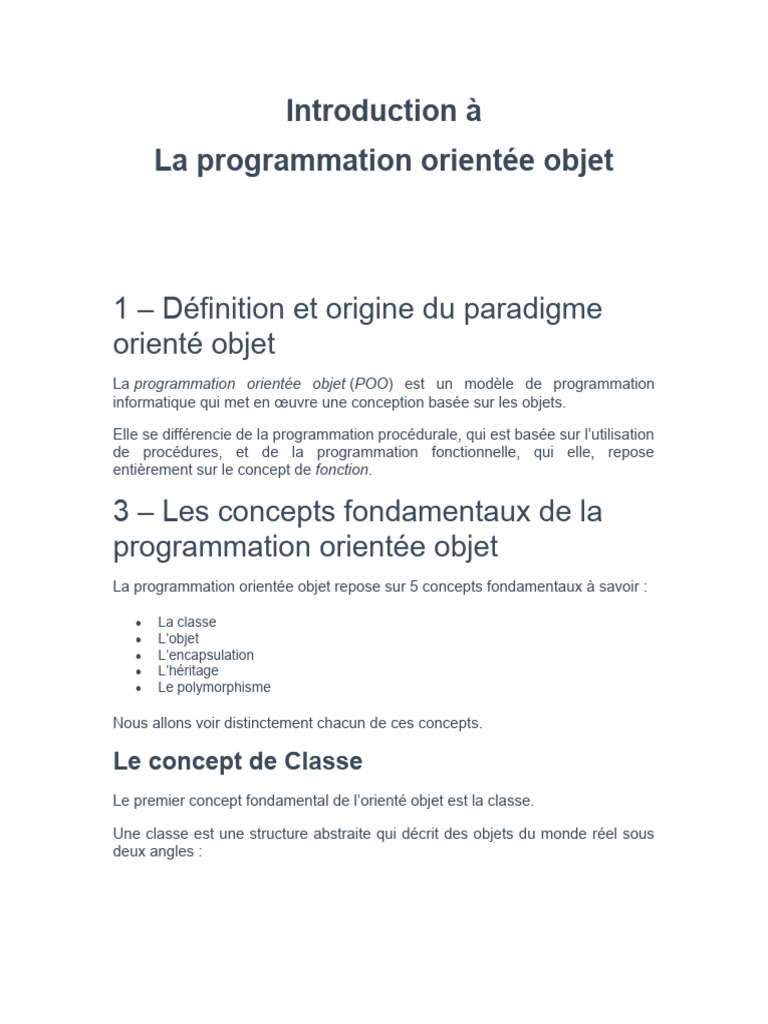 1 - La Programmation Orientee Objet - Introduction | PDF 1 - La Programmation Orientee Objet - Introduction | PDF