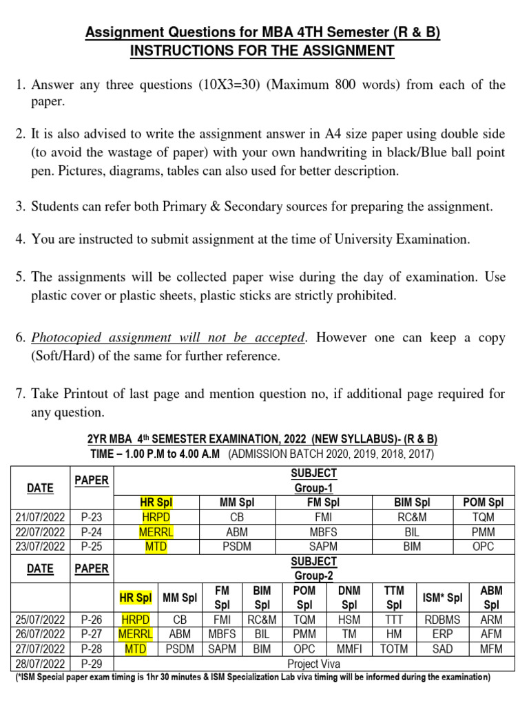Mba (HRM SPL) 4th Semester Assignment Question | PDF | Career & Growth