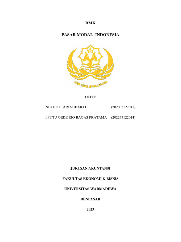 RMK Pasar Modal KLP 1 | PDF