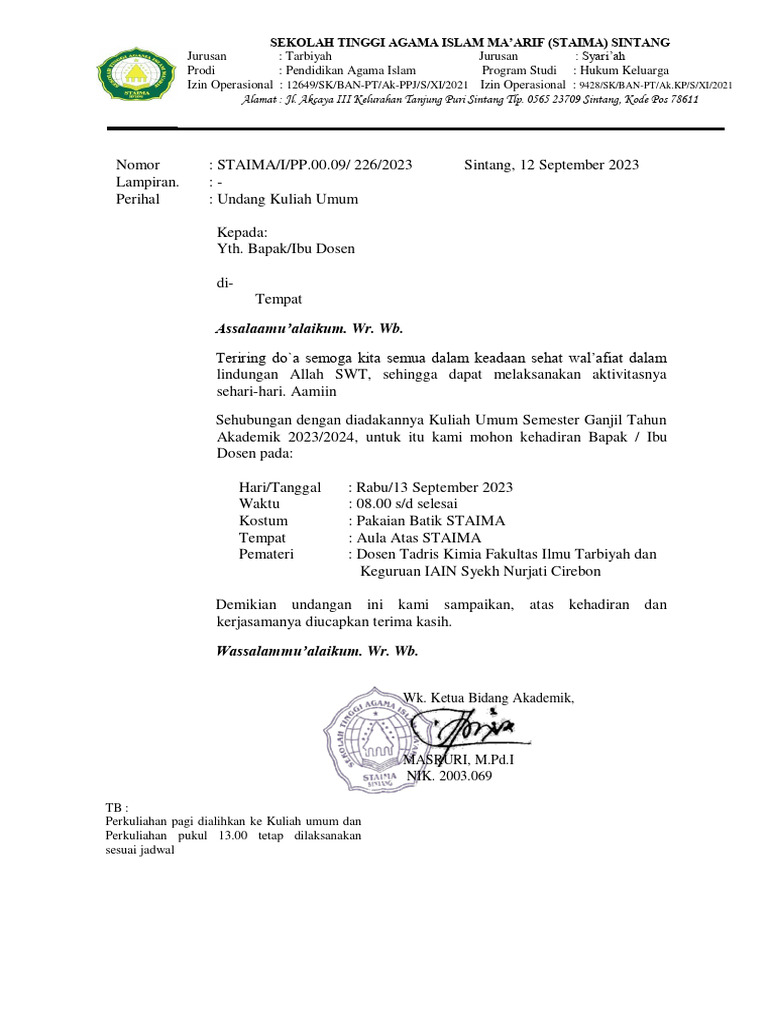 Undangan Kuliah Umum | PDF