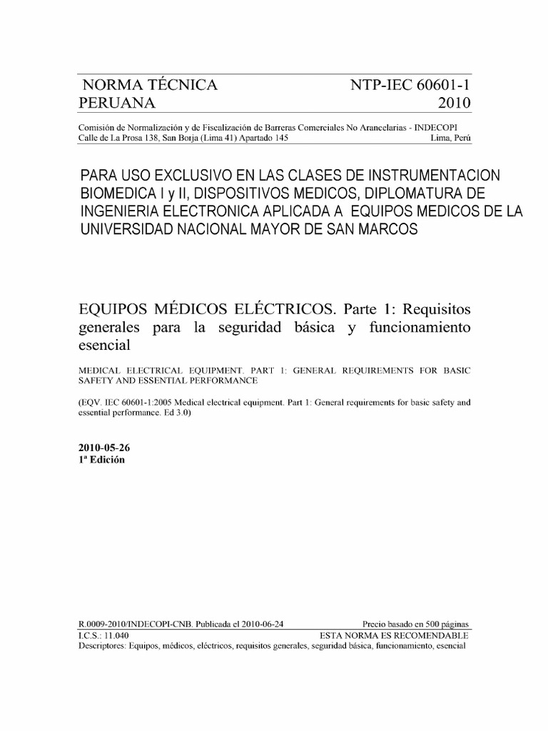 Iec 60601-1 - (Copia No Controlada) | PDF