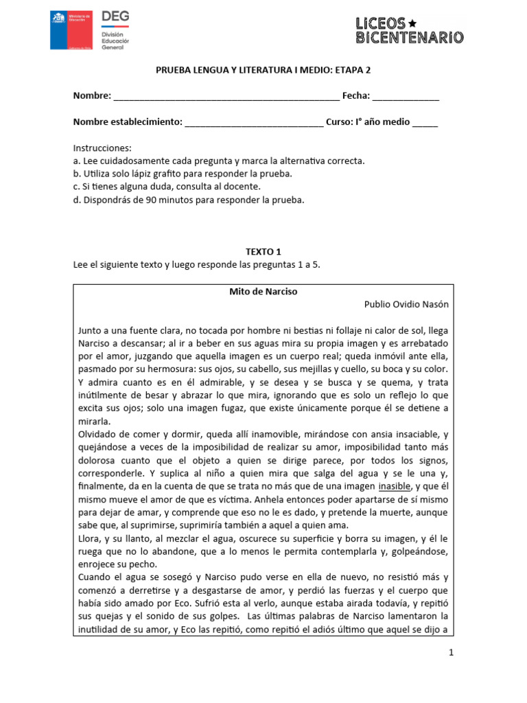 LEN E2 Evaluación-1M | PDF | Poesía | Ficción general