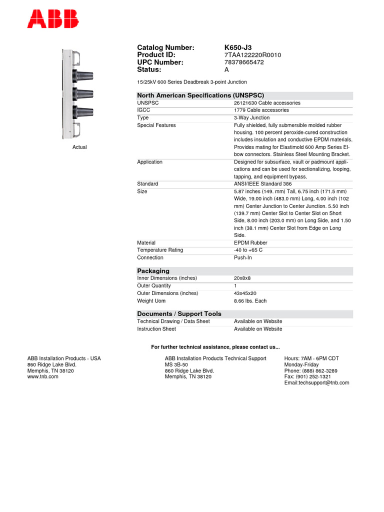 Elastimold K650J3 | PDF | Components | Electrical Engineering