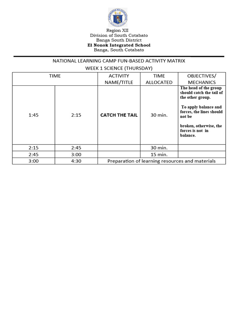 Fun Based Activity Matrix | PDF