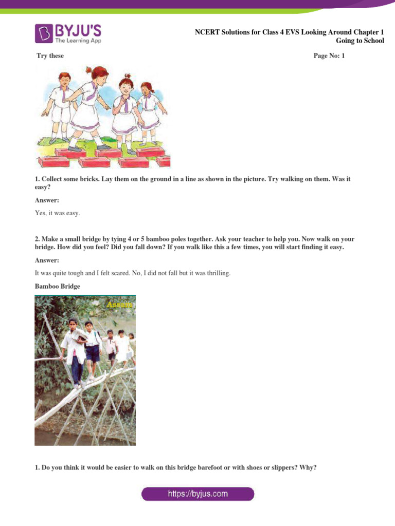 NCERT Solutions For Class 4 April 4 EVS Looking Around Chapter 1 Going ...