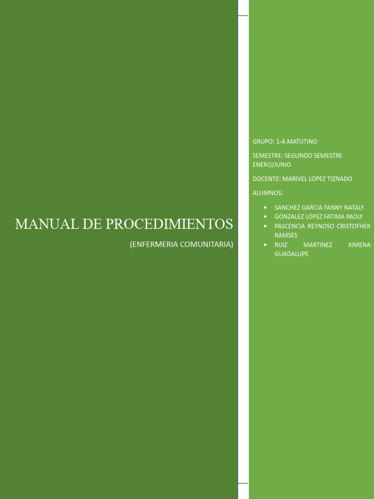 Manual de Procedimiento | PDF | Relaciones personales, crianza y desarrollo personal | Salud y ...