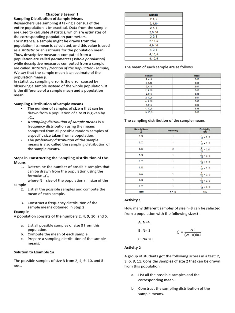Chapter 3 Lesson 1 | PDF