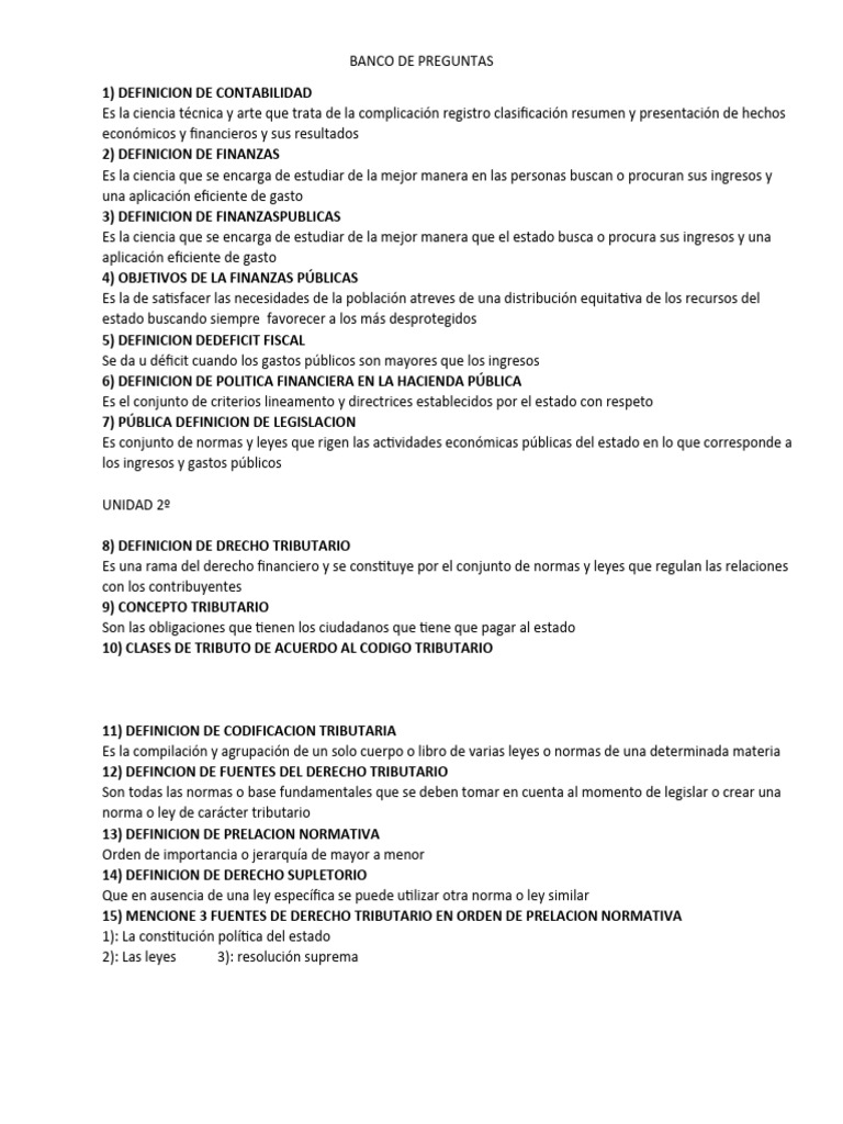 Banco de Preguntas 1 | PDF