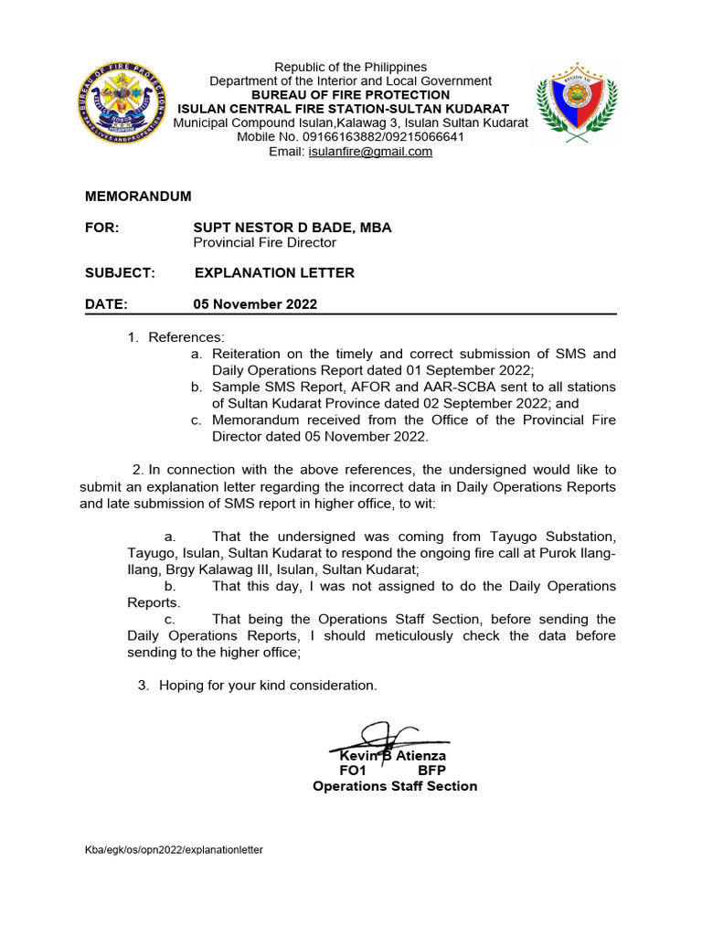 Explanation Letter | PDF