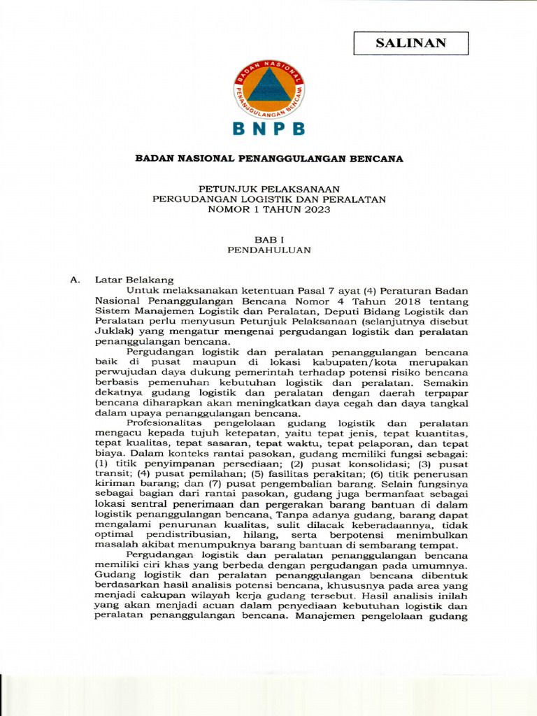 Salinan Juklak No 1 Tahun 2023 | PDF