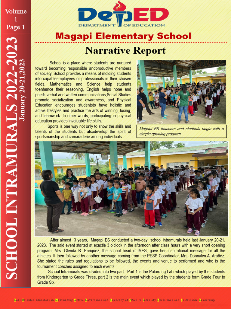 Narrative Report School Intrams 2023 | PDF