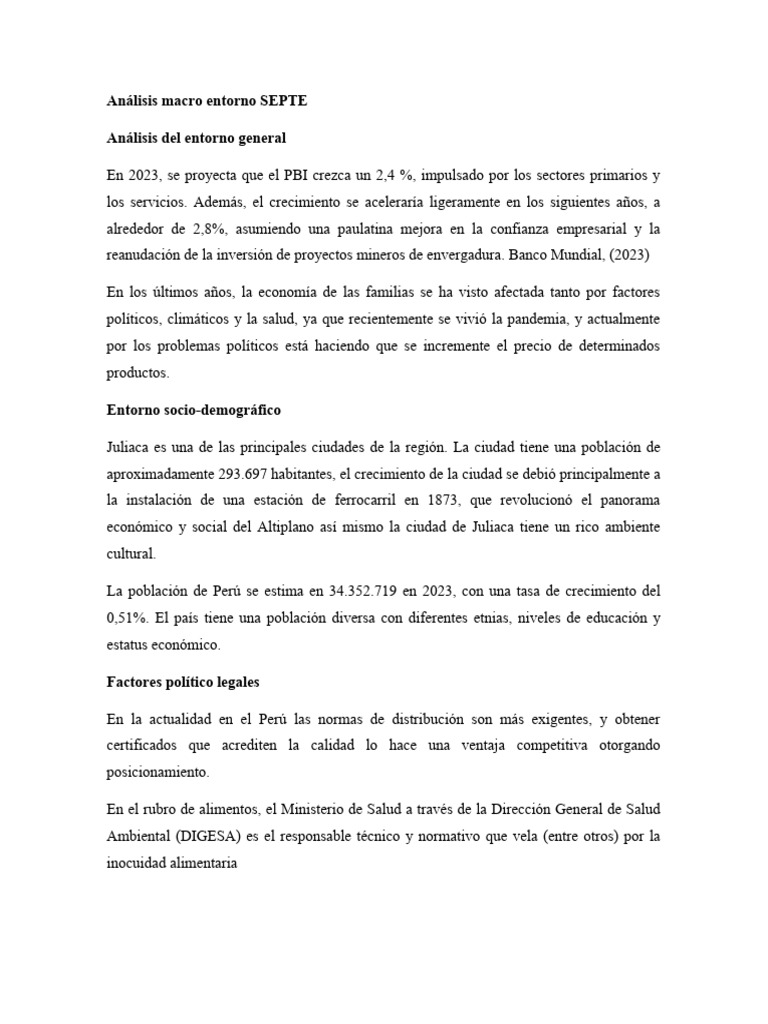 Análisis Macro Entorno SEPTE | PDF