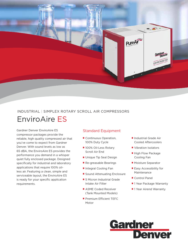 Enviroaire Es Series Oil Free Rotary Scroll Compressor Simplex Brochure ...
